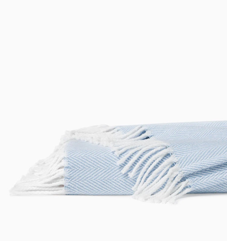 Celine Throw White/Sea – The Linen Gallery